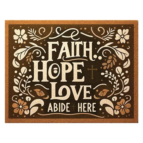 Faith Hope Love Abide Here Doormat Religious Doormats