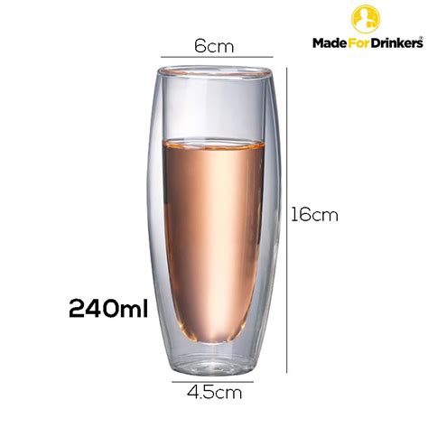 Double Walled Champagne Flutes 240ml Double Wall Flute Drinking Wine