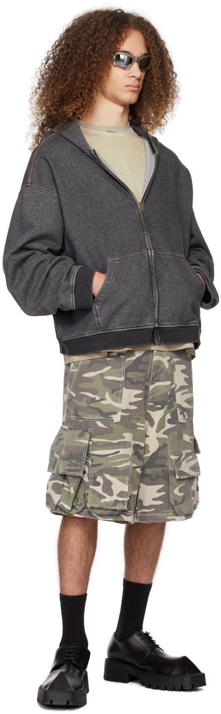 We11done Khaki Camo Cargo Shorts We11done
