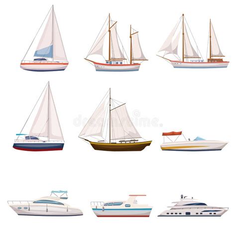 Super Set Of Water Carriage And Maritime Transport In Modern Cartoon