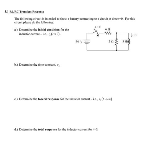 Solved RL RC Transient Response The Following Circuit Is Chegg