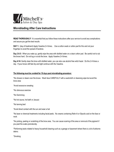 Microblading After Care Instructions Pdf