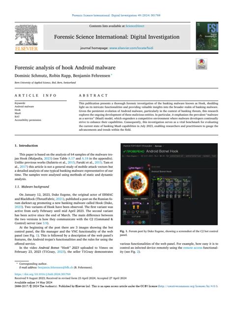 forensic analysis of hook android malware pdf mobile app malware