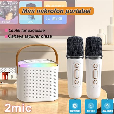 Jual Speaker Bluetooth Wireless Karaoke Speaker Wtih 2 Mic Portable Luar Ruangan Speaker