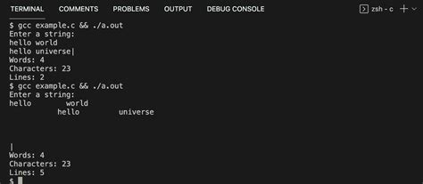 C Program To Find The Number Of Lines Words And Characters In A String