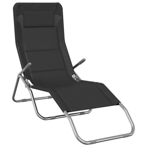 VAG Chaises Longues Pliables 2 Pcs Noir Textilène Et Acier