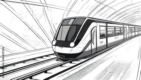 Vector Illustration Of A High Speed Metro Train In France Europe And