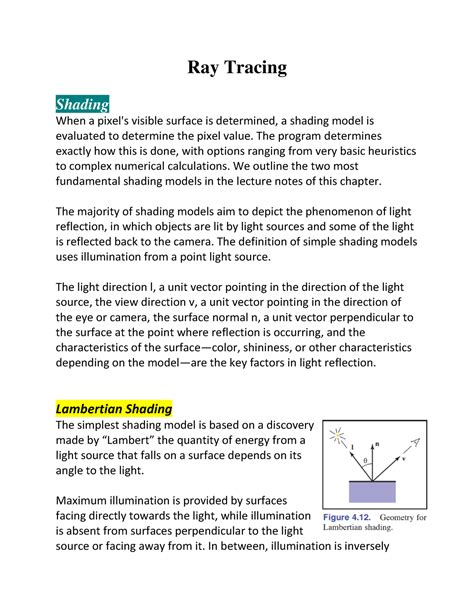 Ray Tracing Shading Part 1 Ray Tracing Shading When A Pixels