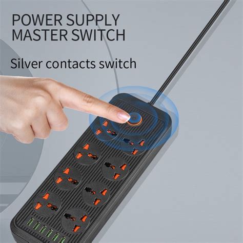 Ổ Cắm Điện Đa Năng Thông Minh A08 Công Suất 3000w Dây Dài 2 Mét Có 8