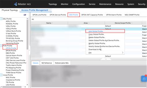 Dba Profile Create In Nce Fan Nms Gpon Solution