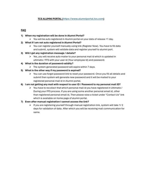 Tcs Alumni Portal Login Process Pdf
