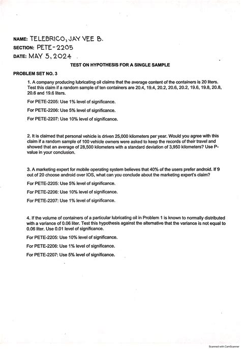 Problem Set 3 Engineering Data Analysis Engineering Data Analysis