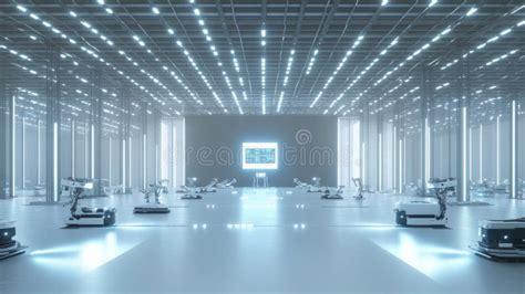 Many Automated Guided Vehicles And Robotic Arms Are Working Tirelessly