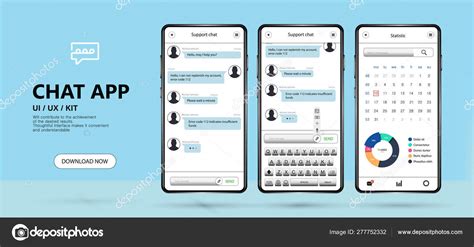 Mobile Chat App Uiux Kit Concept Mockup Stock Vector By ©sergeybitos