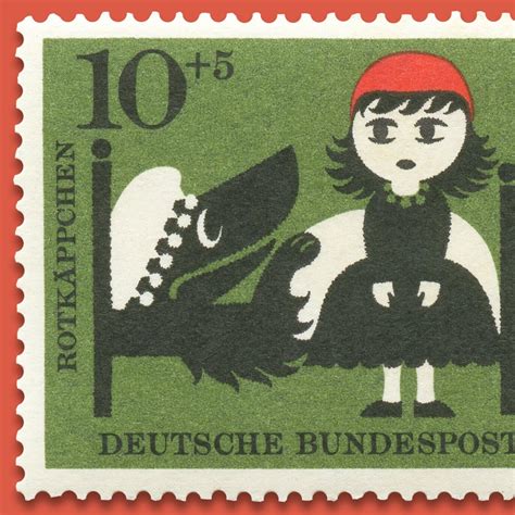 Little Red Riding Hood Fairy Tale Stamp 2 From Set Of 4 Germany 1960