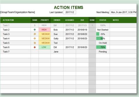 Task Management Excel Template