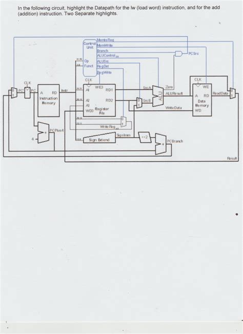 Solved In The Following Circuit Highlight The Datapath For Chegg Com