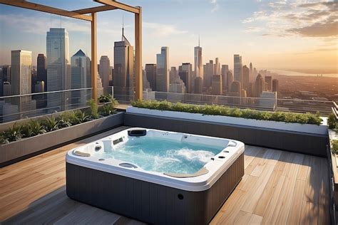 Rooftop Terrace Featuring A Builtin Jacuzzi Or Hot Tub Providing