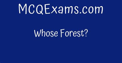 Whose Forest Solution Whose Forest Solution