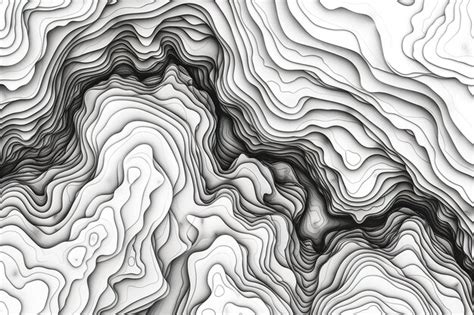 Monochrome Abstract Topography Lines With 3d Effect Premium Ai