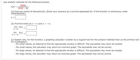 Solved Use Analytic Methods For The Following Function Chegg