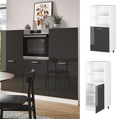 Meuble Pour Four R Line Anthracite Haute Brillance Blanc Cm Vicco Armoire De