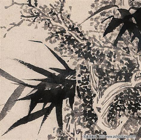 文征明国画 竹石图 高清大图下载 名画油画网