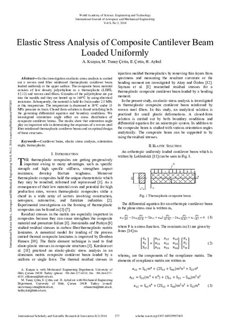 Pdf Elastic Stress Analysis Of Composite Cantilever Beam Loaded Uniformly