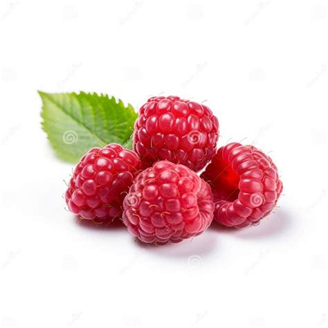 Raspberry Product Photography Five Raspberries On White Background Stock Illustration