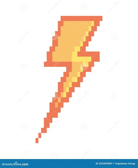 Lightning Pixel Art Cartoon Vector 253767807