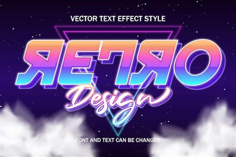 Retro Holograficzna Czcionka Typografia Napis 3d Edytowalny Tekst Efekt Styl Czcionki Szablon