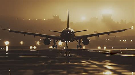 Airplane While Rolling Before Take Off Background Travel Airplane