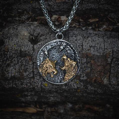 Odins Wolves And Ravens Pendant Mijonir