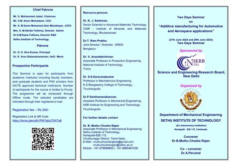 Muthu Chozha Rajan B On Linkedin Serb Sponsored Two Days Seminar