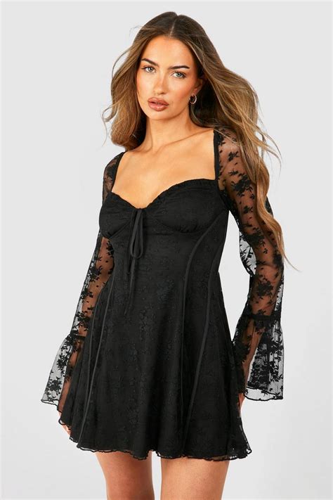 Black Lace Dresses Boohoo Uk