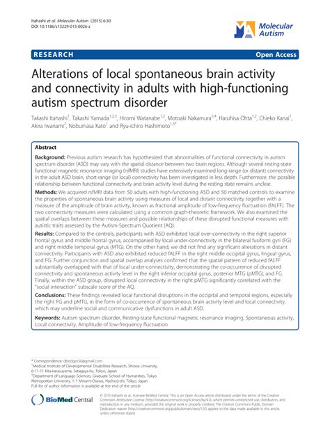Pdf Alterations Of Local Spontaneous Brain Activity And Connectivity In Adults With High