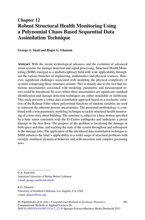 Pdf Robust Structural Health Monitoring Using A Polynomial Chaos Based Sequential Data