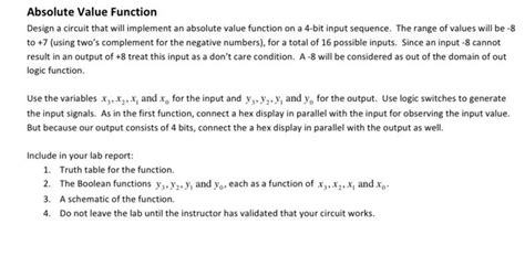 Solved Absolute Value Function Design A Circuit That Will Chegg Com