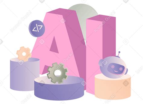 기어 로봇 헤드 및 코드 기호 텍스트로 Ai 문자 쓰기 Png Svg