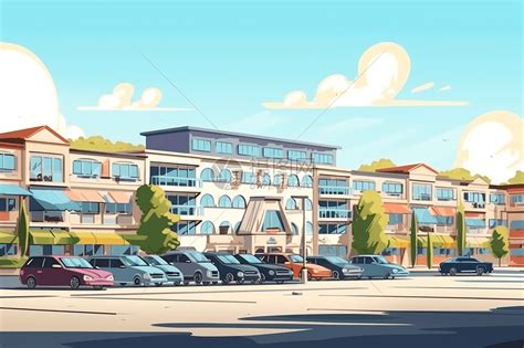 学校停车场插画图片下载 正版图片600026445 摄图网