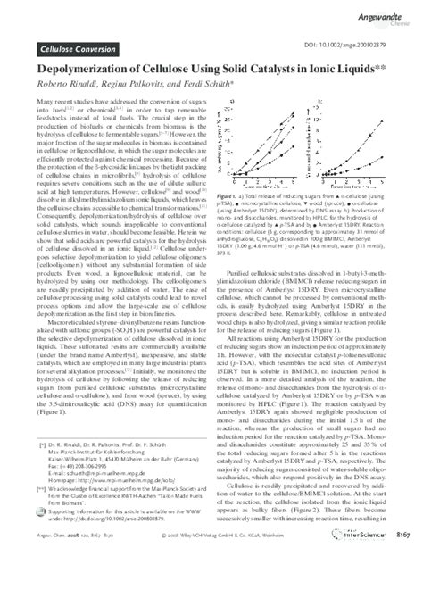 Pdf Depolymerization Of Cellulose Using Solid Catalysts In Ionic Liquids