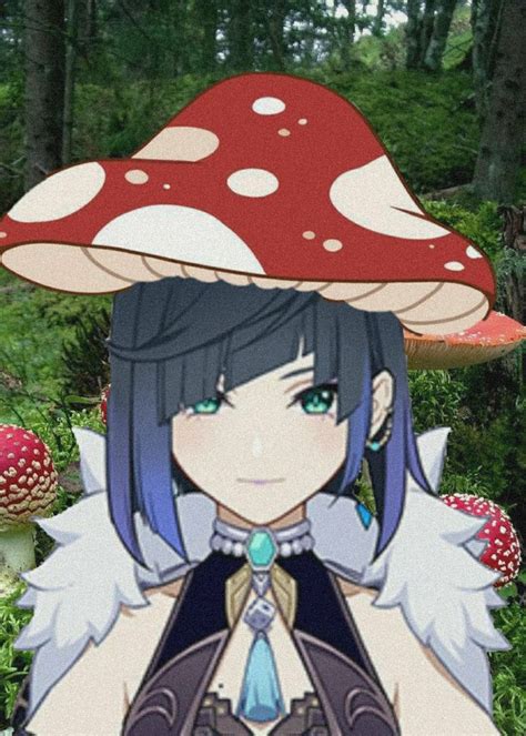 Yelan Mushroom Вдохновляющие персонажи Жёлтые обои Декор студии йоги