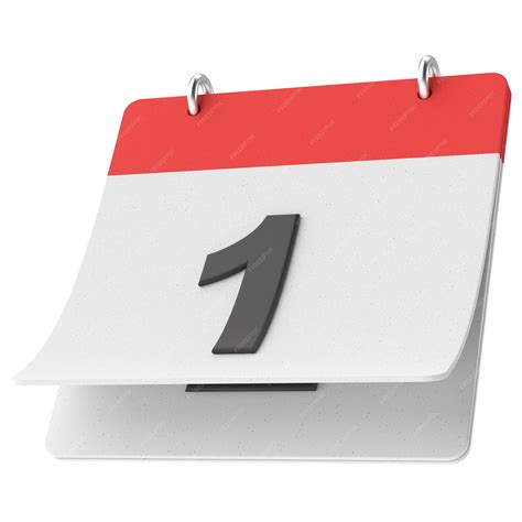 1 й первый день месяца календарь 3d иллюстрация Премиум Фото