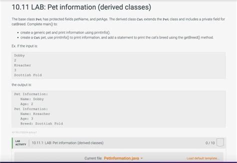 Solved The Base Class Pet Has Protected Fields Petname And Chegg