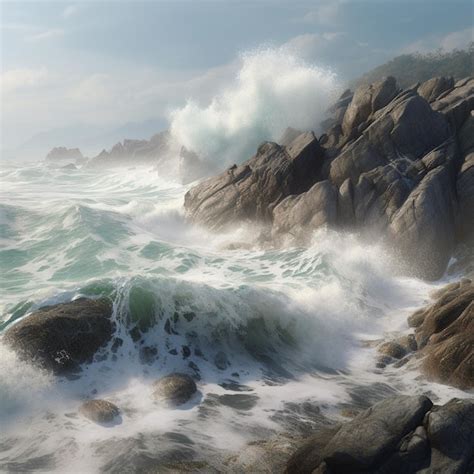 Premium Ai Image Dynamic Digital Art Capturing The Might Of Crashing