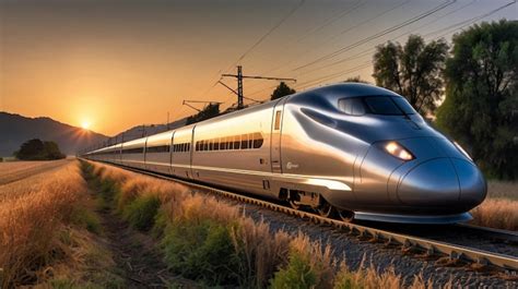 Bullet Train Speeding Through Countryside Premium Ai Generated Image