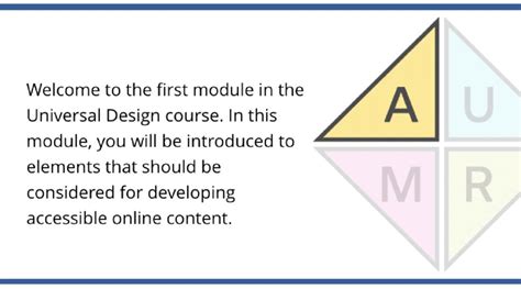 The Welcome Message For The Accessibility Module In The Udl Course