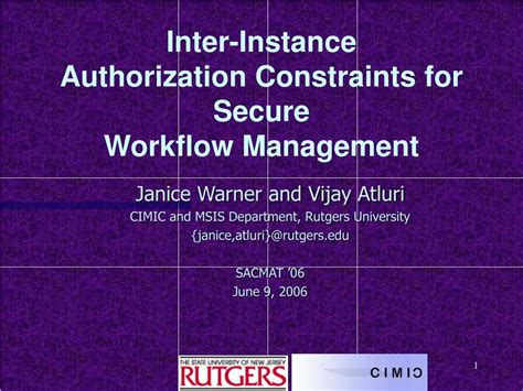 Ppt Inter Instance Authorization Constraints For Secure Workflow