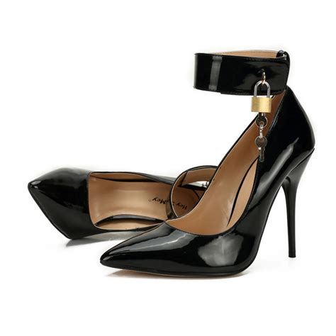 Stiletto Padlock Pointed Toe Ankle Strap Sissy Joy