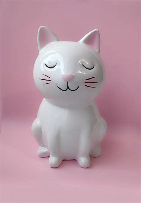 Фарфоровая копилка копилка копилка статуэтка белый котик — цена 800 грн в каталоге Статуэтки